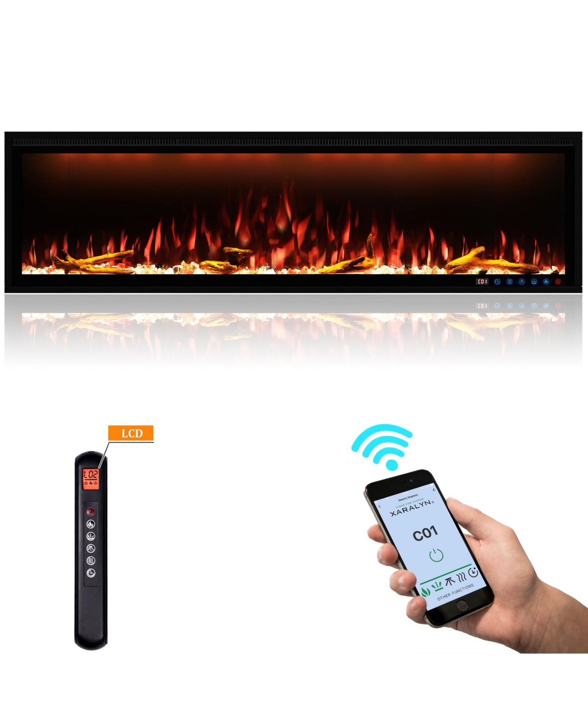 Click here for Smart 60 Wall-Mounted Electric Fireplace with Real... prices