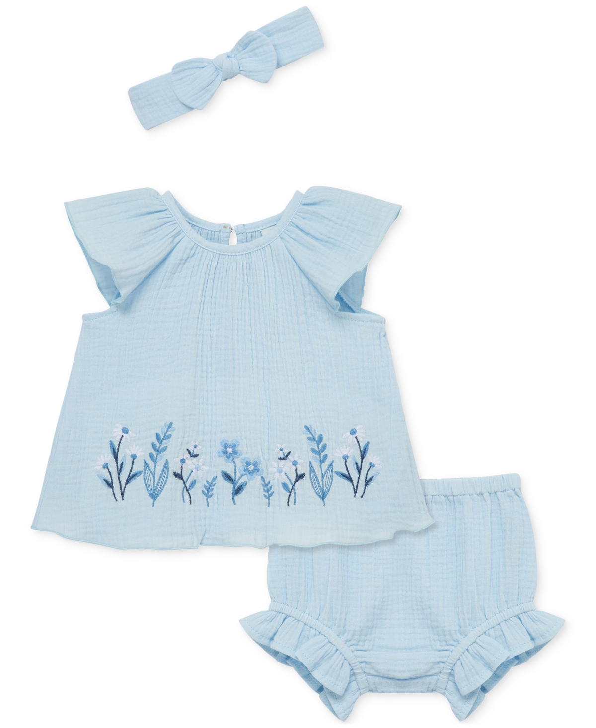Click here for Little Me Baby Girls 3-Pc. Embroidered Floral Gauz... prices