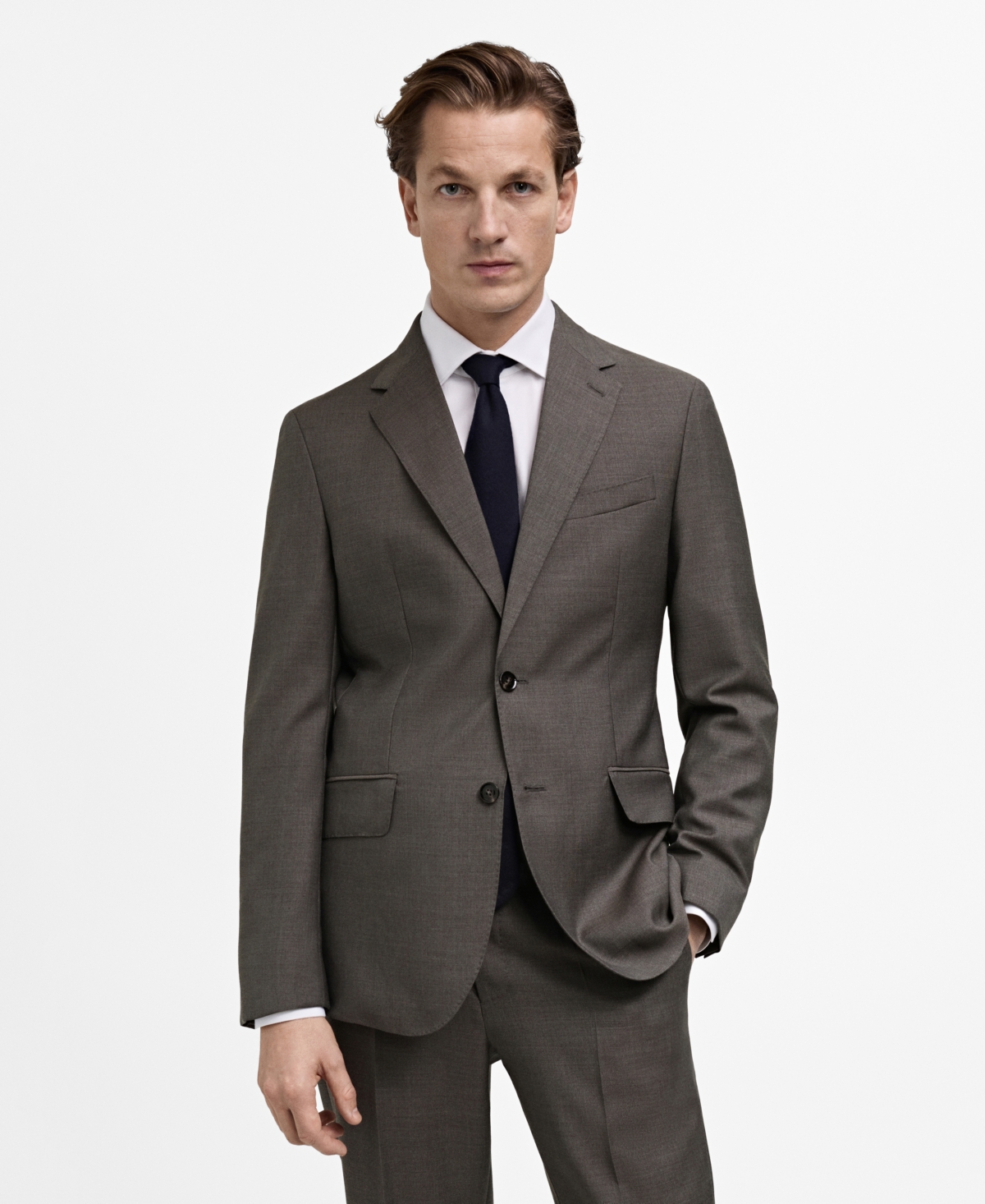 Click here for Mango Mens Venice Virgin Wool Suit Blazer - Gray prices