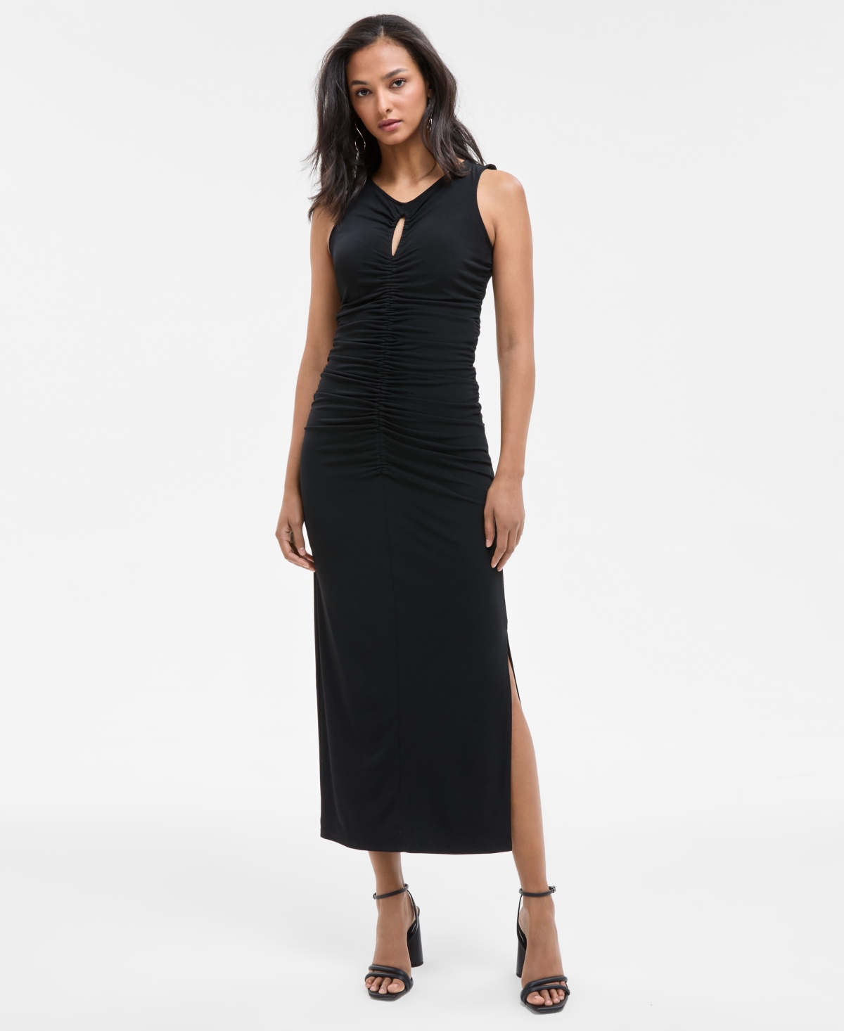 Click here for Boss Orange Womens Sleeveless Ruched Keyhole Dress... prices