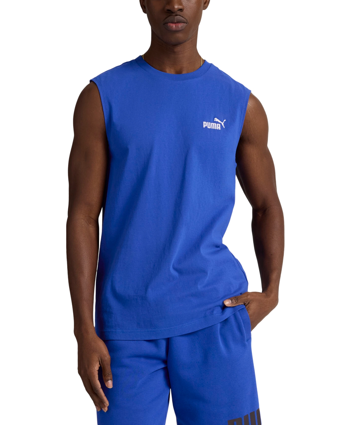 Click here for Puma Mens Sleeveless Logo Tank Top - Vivid Blue prices