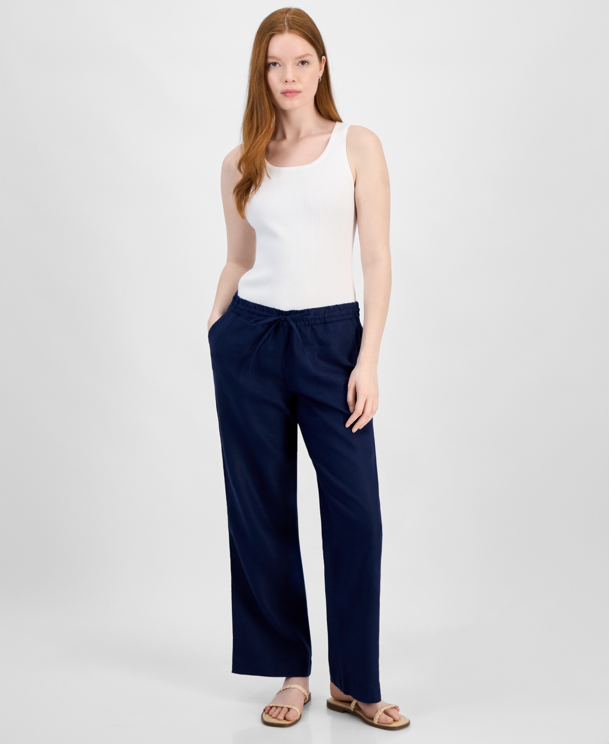 Click here for Charter Club Womens 100 Linen Drawstring Pants  Cr... prices