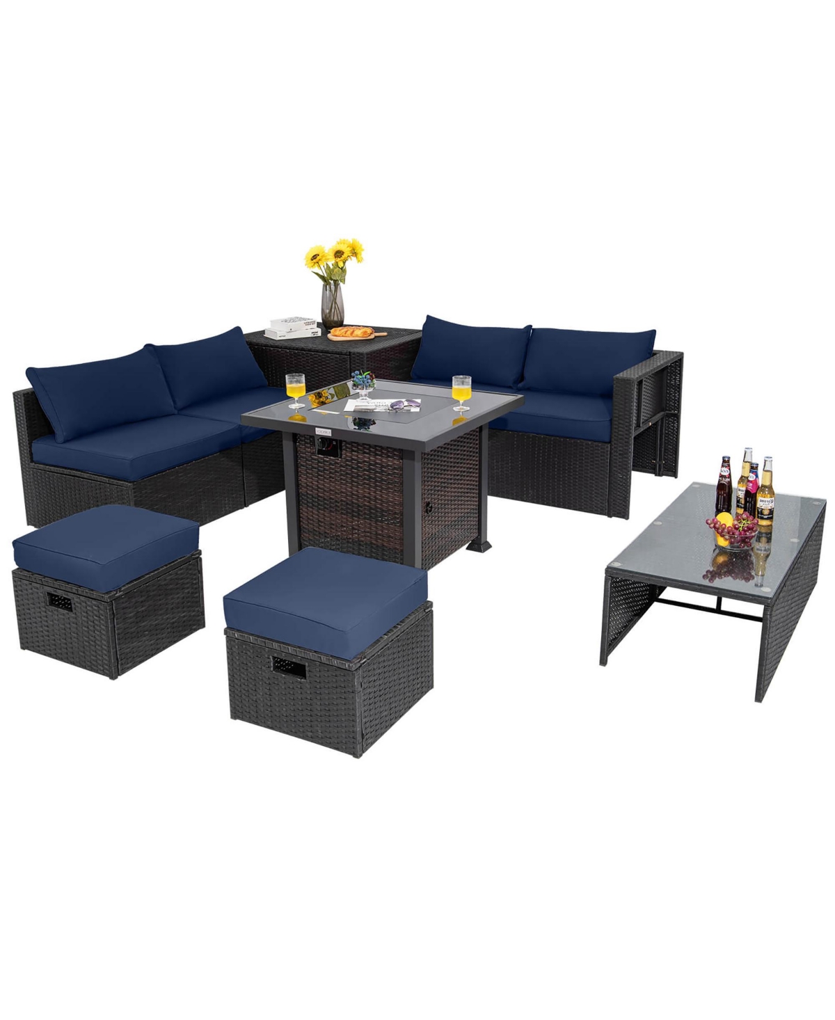 Click here for Gymax 9PCS Furniture Set w/ 32 Fire Pit Table 50 0... prices
