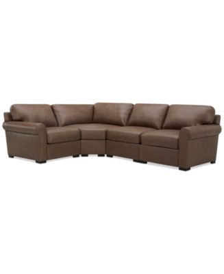 Radley Roll Arm 117" 4-Pc. Leather Wedge Corner L Sectional ...