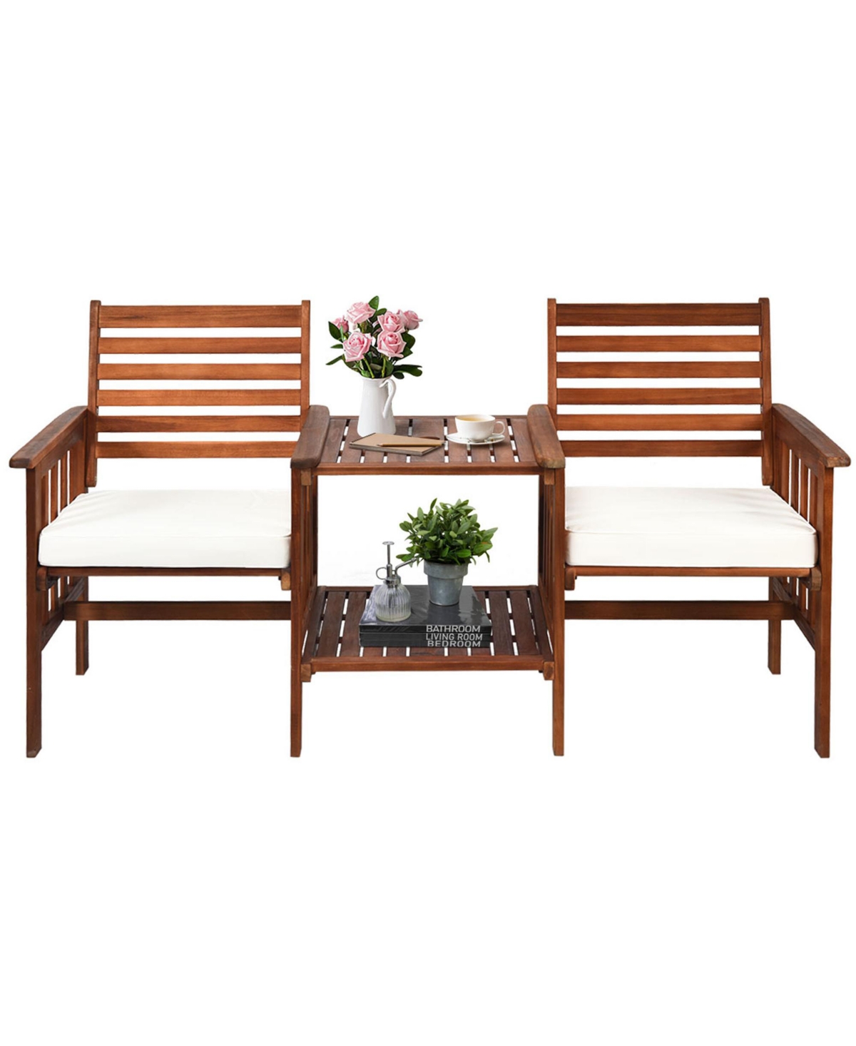 Click here for Gymax Patio Outdoor Conversation Set Acacia Wood L... prices
