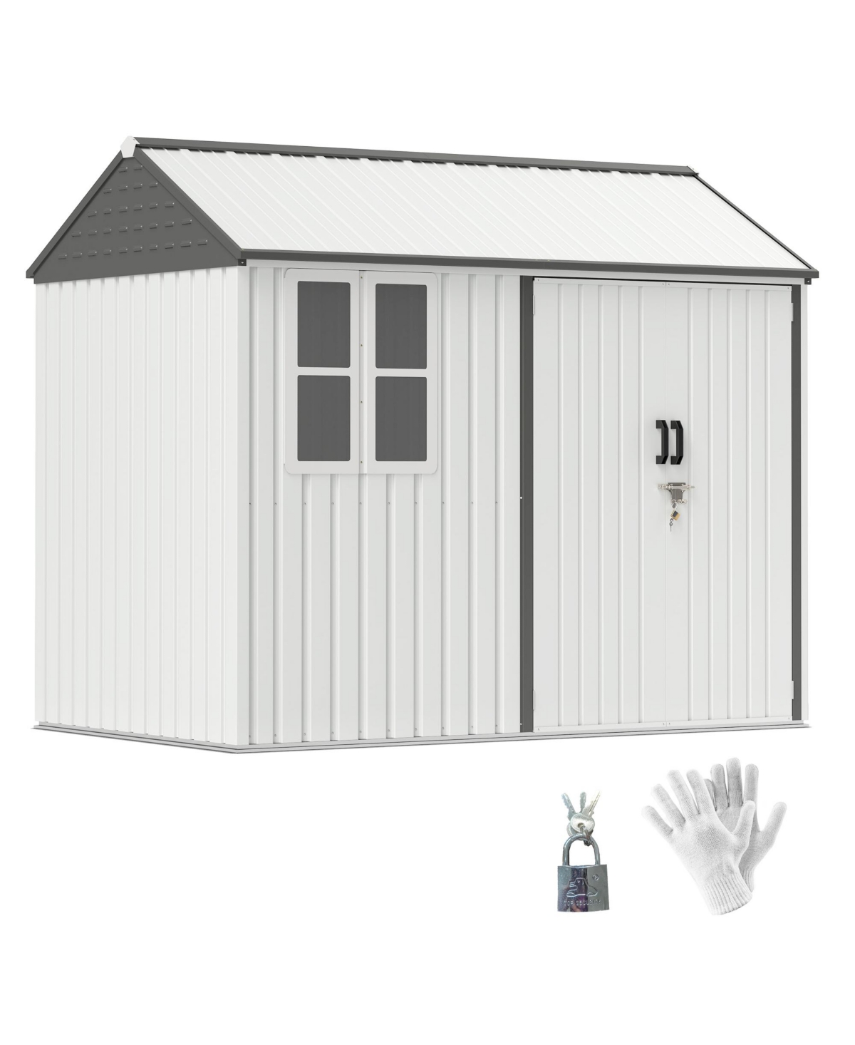 Outsunny 8 x 6 Metal Garden Storage Shed W/ Windows & Vents  - White