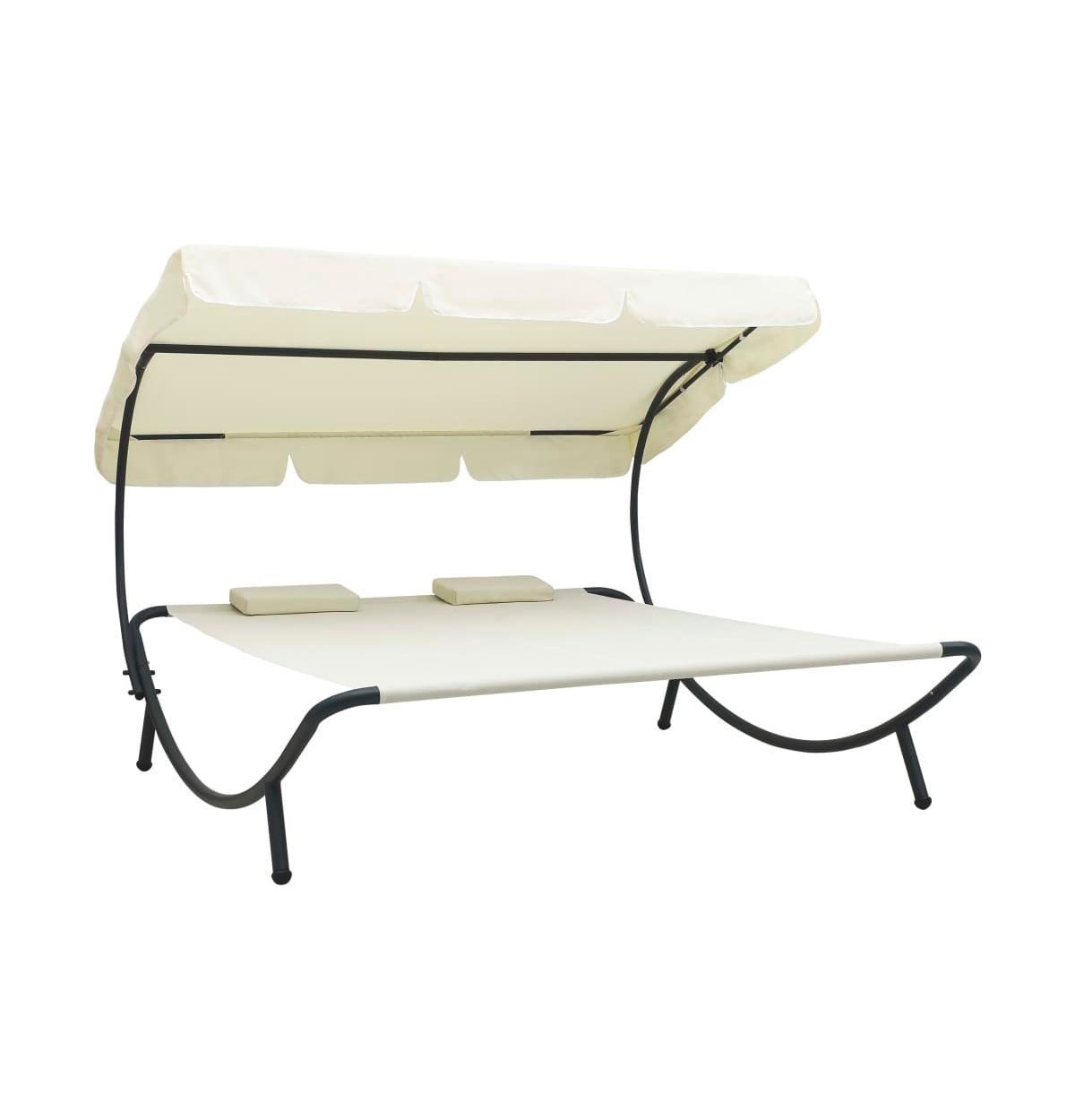 Click here for Patio Lounge Bed with Canopy and Pillows - Cream w... prices