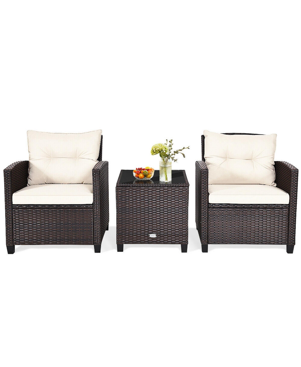Click here for Gymax 3PCS Patio Outdoor Rattan Conversation Set G... prices