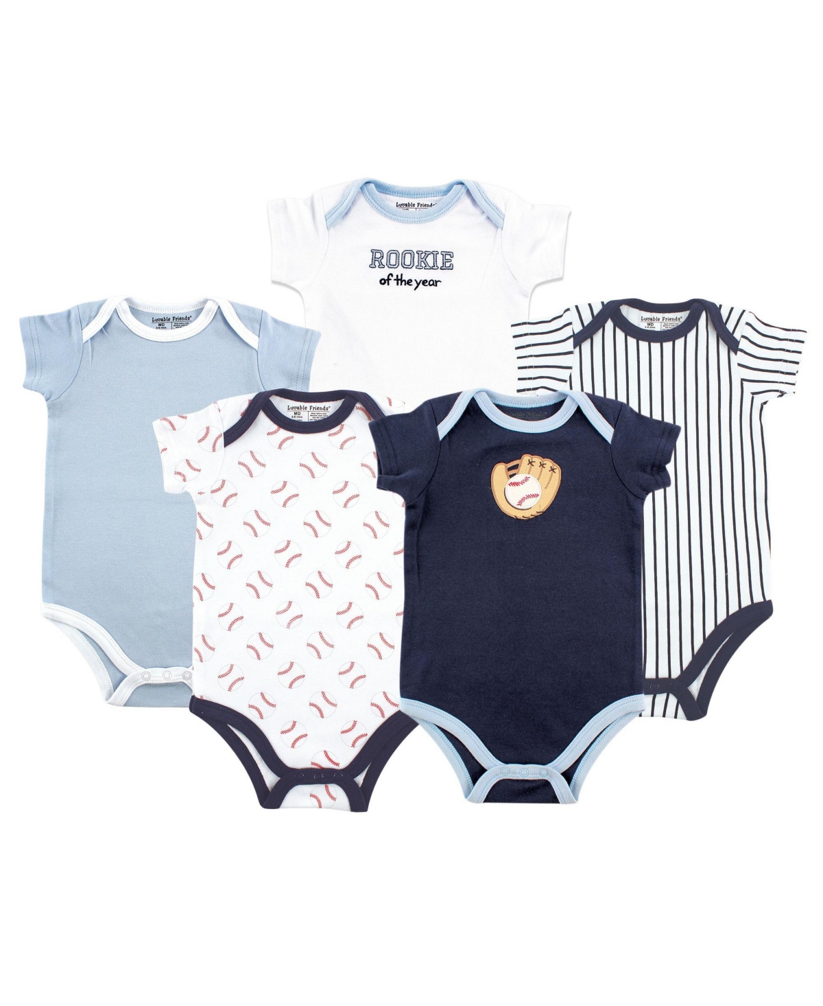 Click here for Luvable Friends Baby Girls 5Pk Bodysuits - Basebal... prices