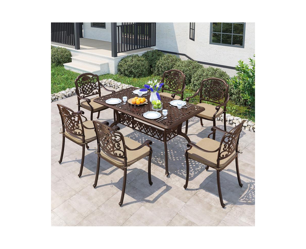 Click here for 7-Piece Cast Aluminum Outdoor Patio Dining Set wit... prices