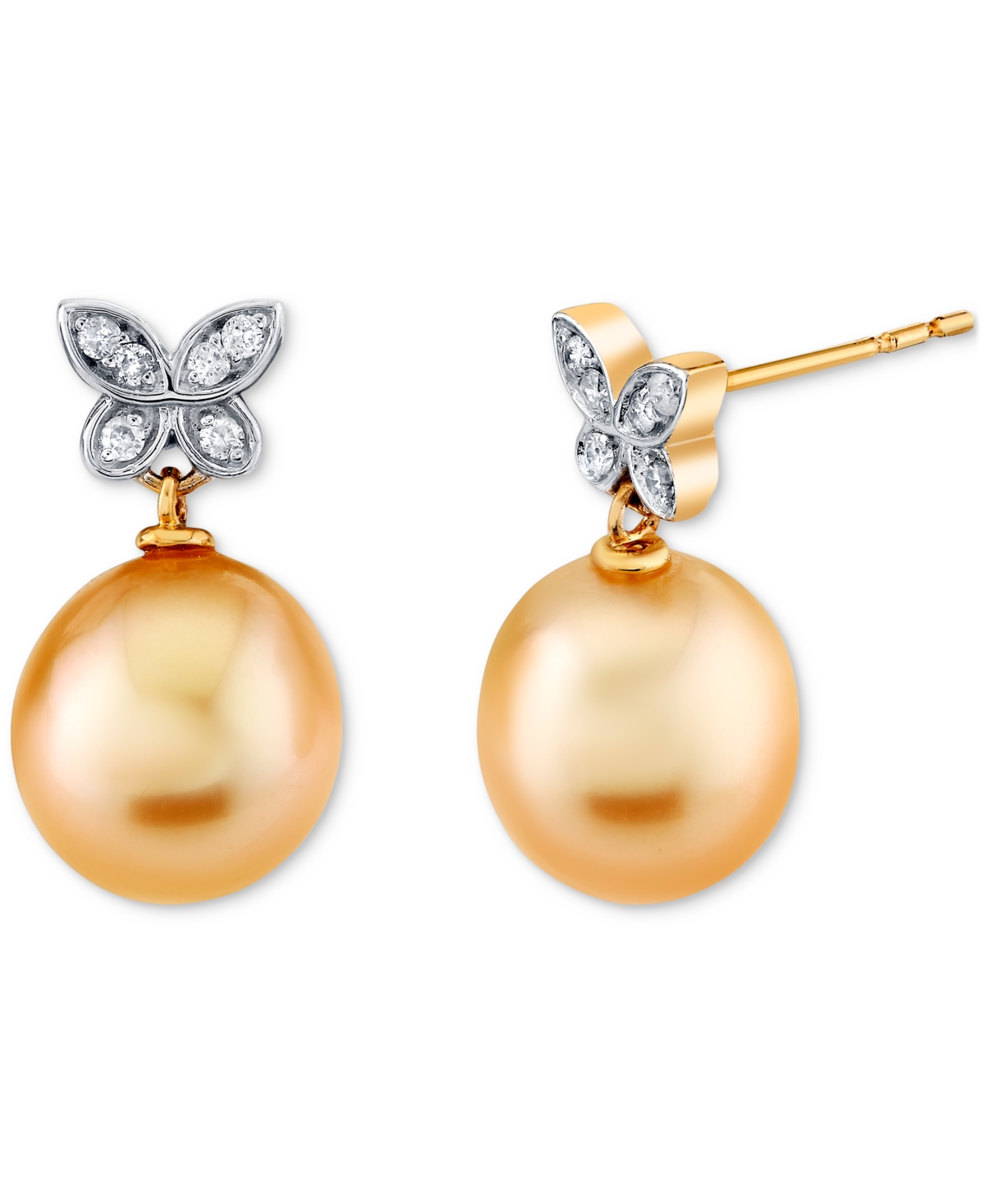 Click here for Cultured Golden South Sea Pearl (9mm) & Diamond (1... prices