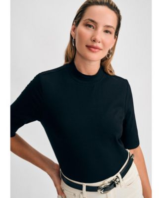 Isaac Mizrahi Women's Mock Neck Elbow Tee - Macy's
