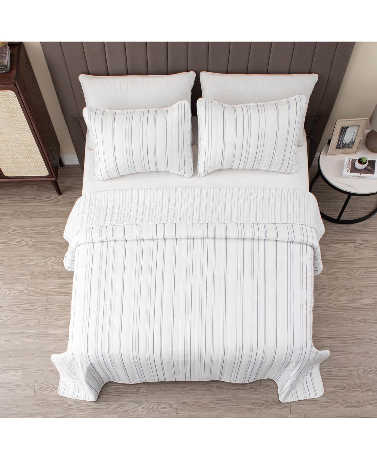 Click here for Linery & Co. Delicate Stripes Microfiber Quilt Set... prices