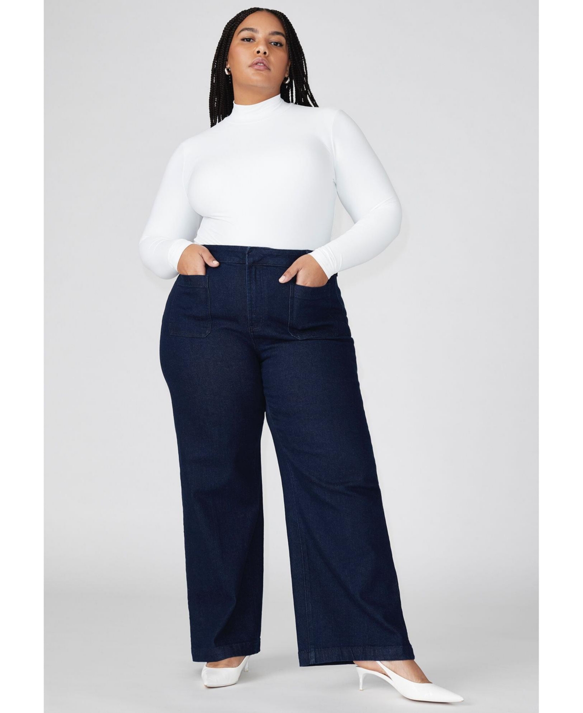 Click here for Eloquii Plus Size The Trouser Jean - True dark rin... prices