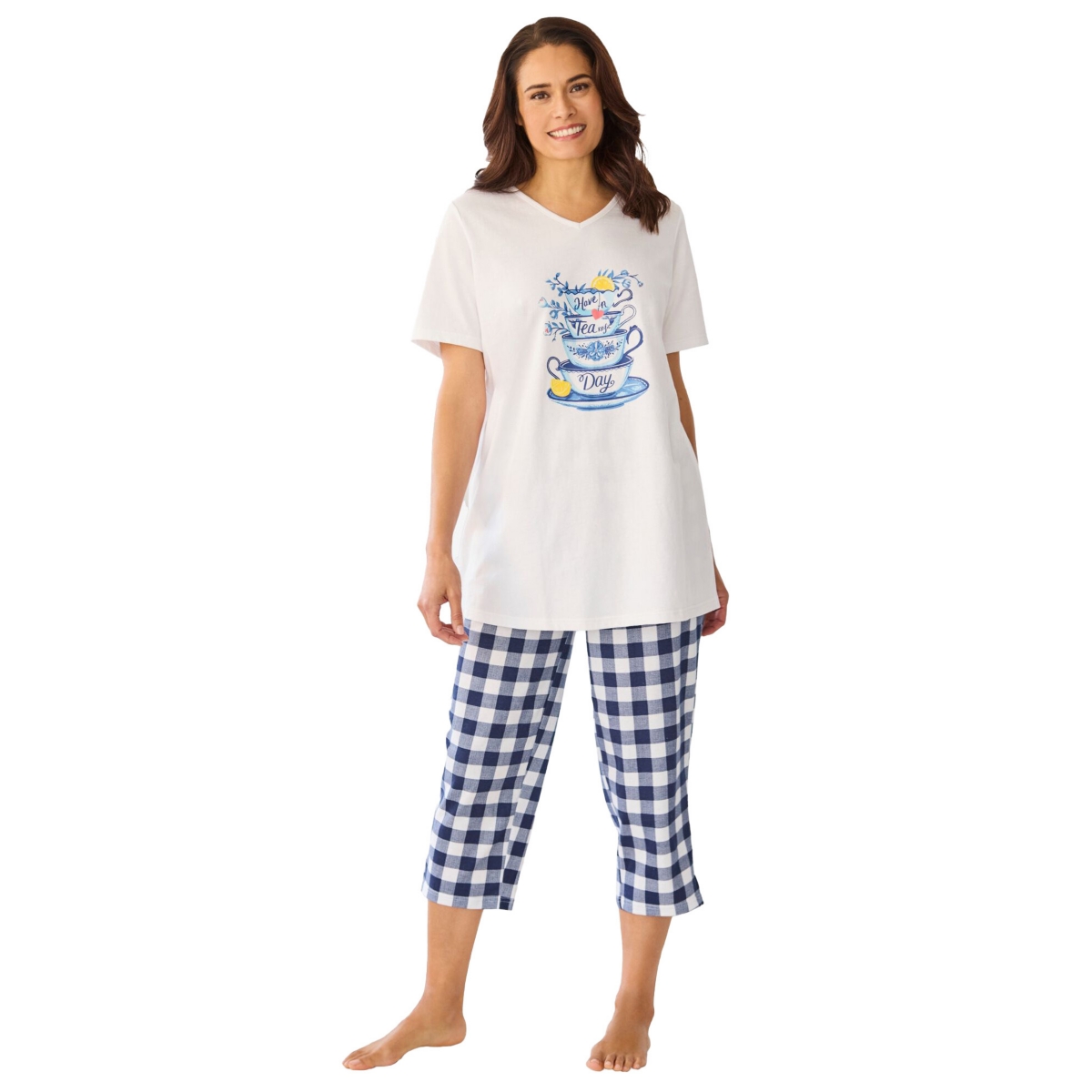 Click here for Only Necessities Womens Capri Pajamas - White tea... prices
