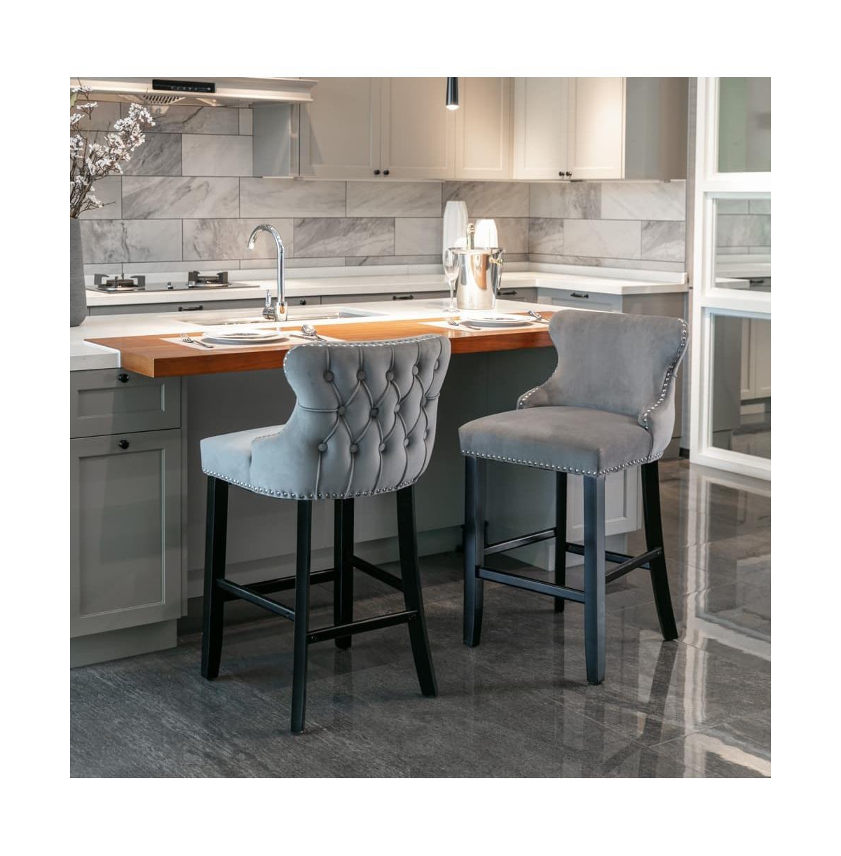 Click here for Velvet Upholstered Bar Stools with Button Tufted W... prices