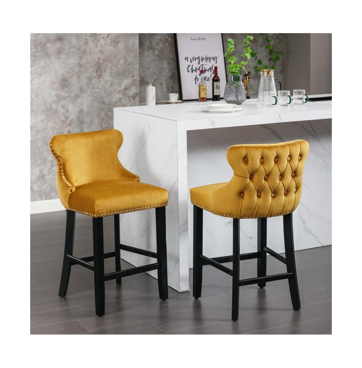 Click here for Velvet Upholstered Bar Stools with Button Tufted W... prices