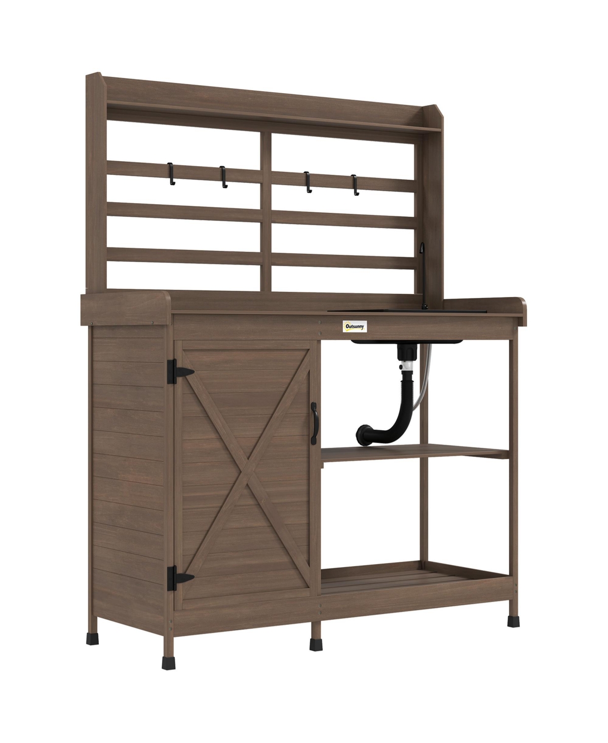 Click here for Outsunny Wooden Potting Bench with Storage  Sink... prices