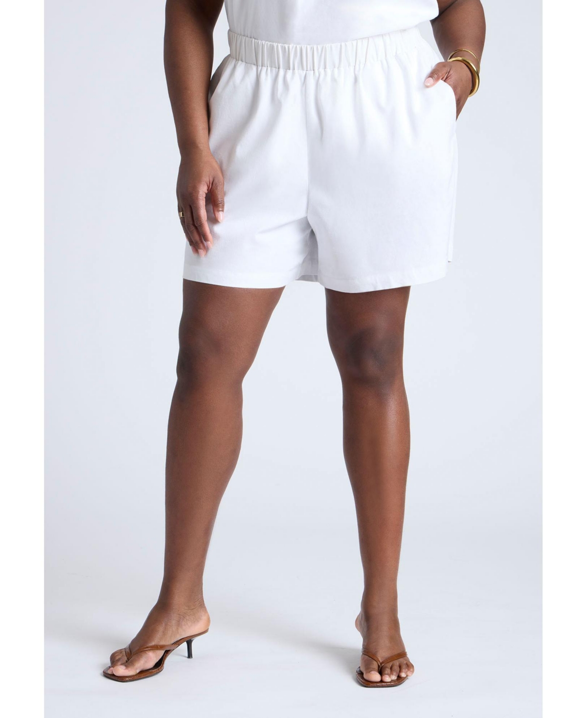 Click here for Eloquii Womens Easy Pull On Linen Blend Short - Sn... prices