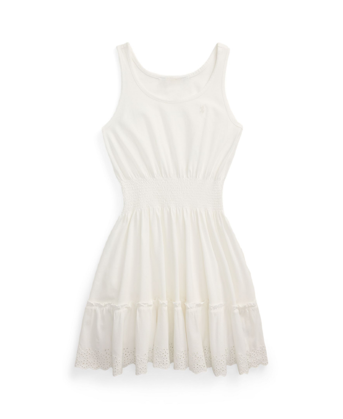 Polo Ralph Lauren Big Girls Eyelet-Embroidered Jersey Dress - White