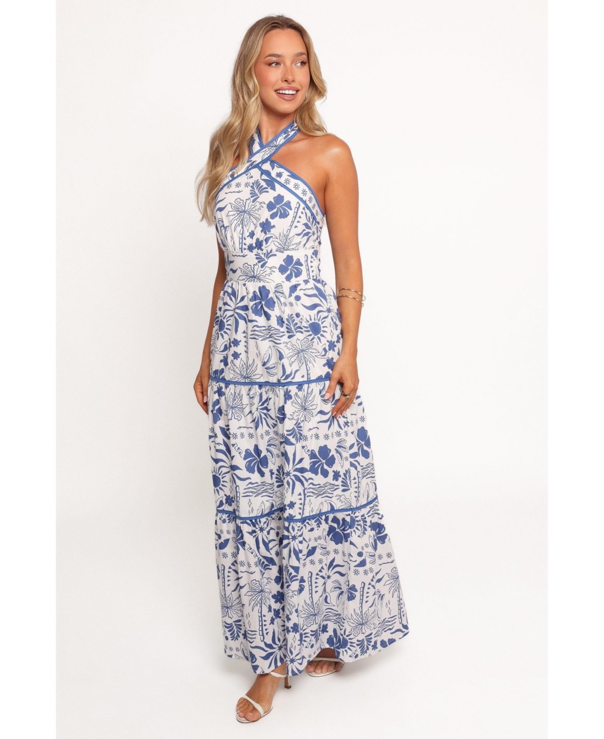Petal and Pup Womens Fernanda Halterneck Maxi Dress - Blue