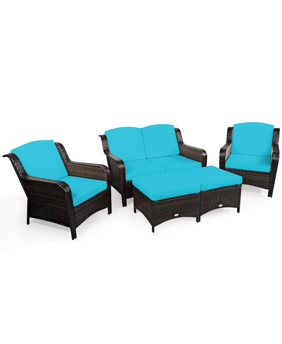 Click here for Gymax 5 Piece Outdoor Patio Rattan Conversation So... prices