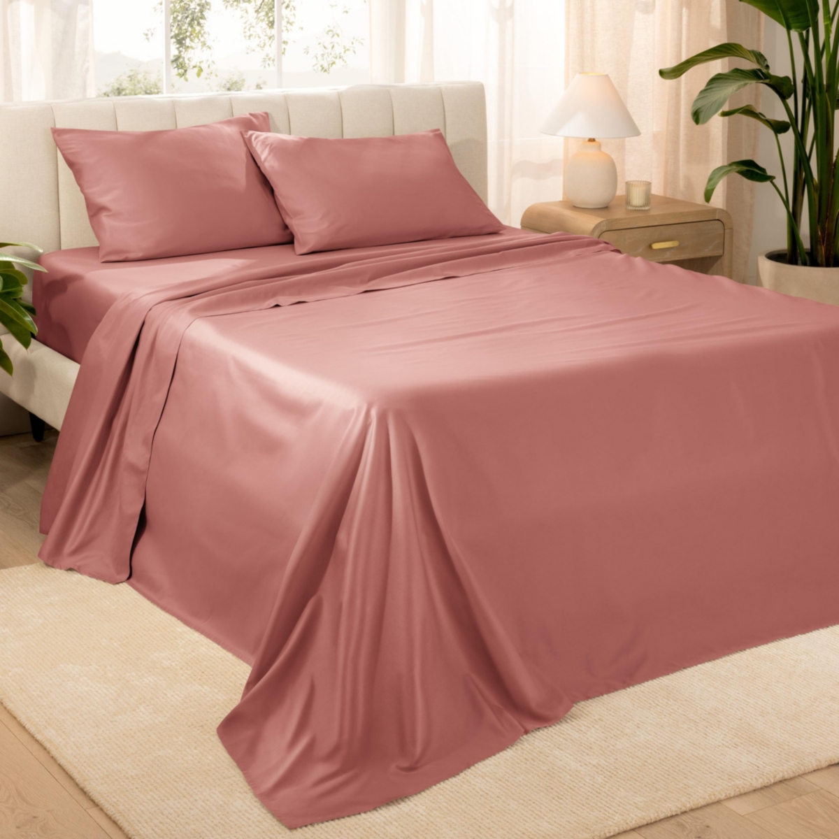 Click here for Bare Home Sateen Sheet Set - Dusty rose prices