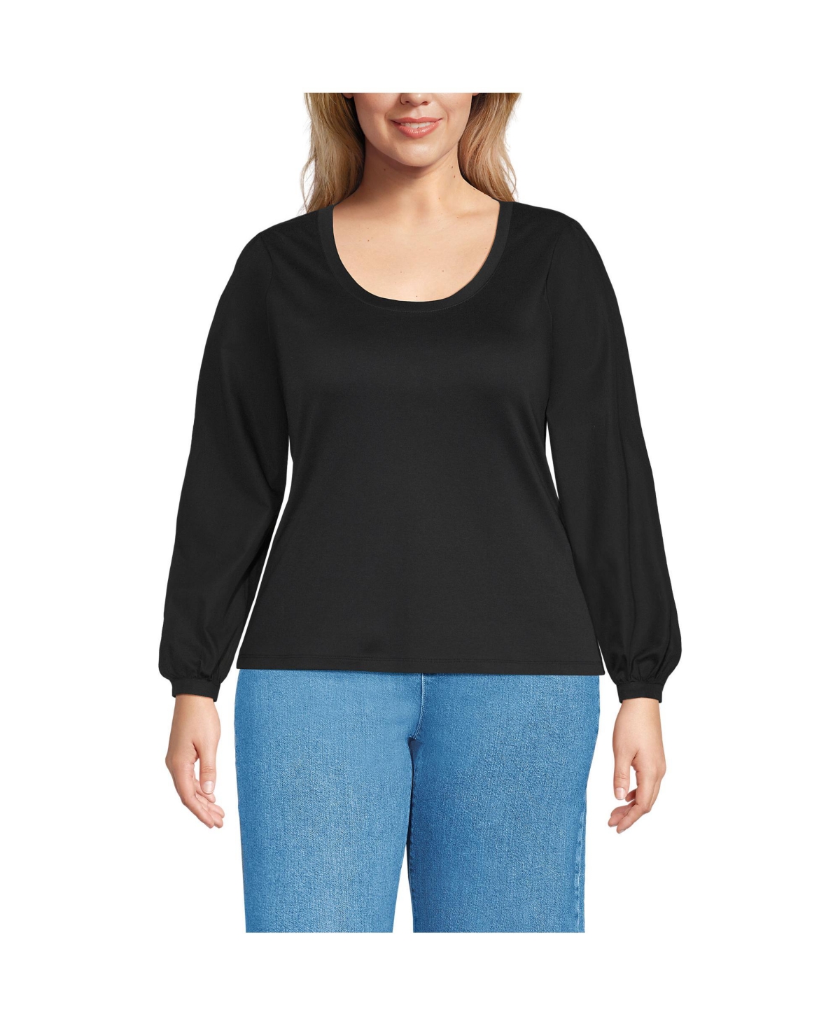 Click here for Lands End Plus Size Supima Interlock Scoop Neck Bl... prices