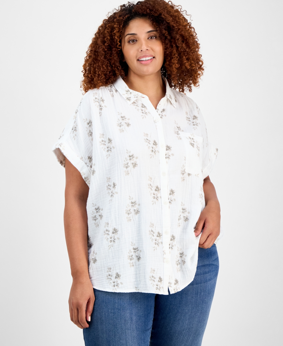 Click here for Style & Co Plus Size Printed Camp Shirt  Exclusive... prices