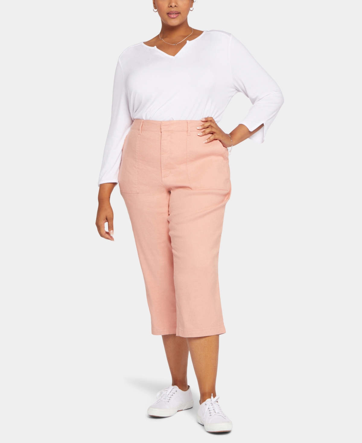 Click here for Nydj Plus Size Linen-Blend Stretch Utility Pants -... prices
