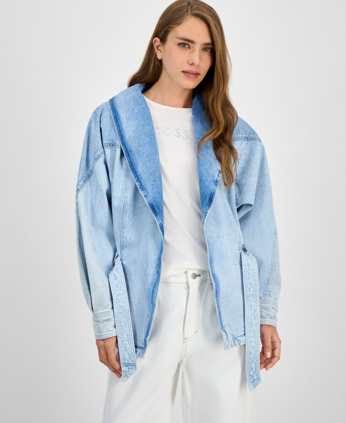Click here for Boss Orange Womens Denim Wrap Jacket - Brightblue prices