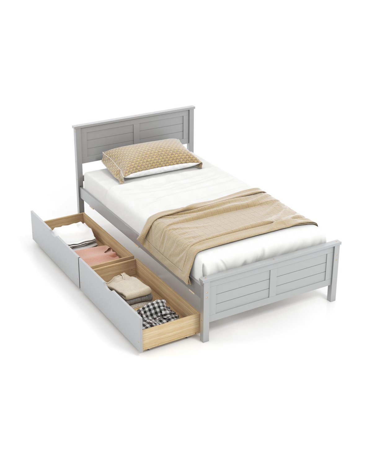 Click here for Twin Size Bed Frame with Storage Drawers - Grey prices