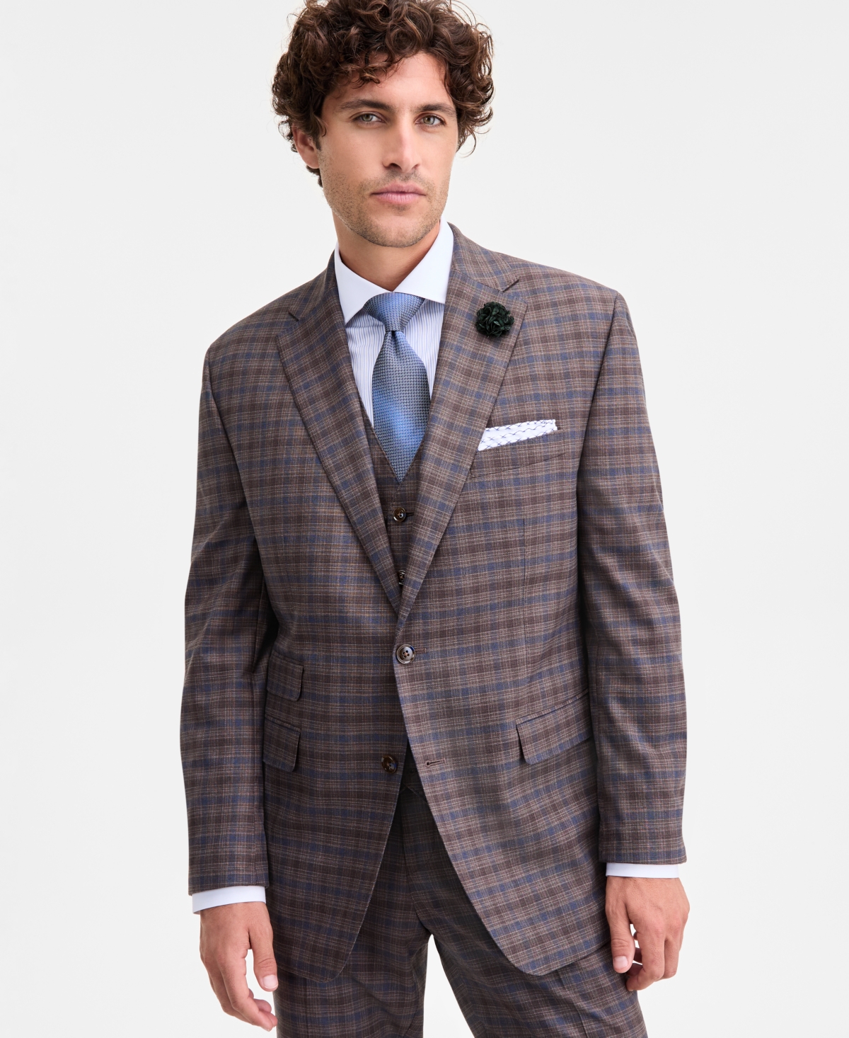 Click here for Tayion Collection Mens Classic-Fit Plaid Suit Sepa... prices