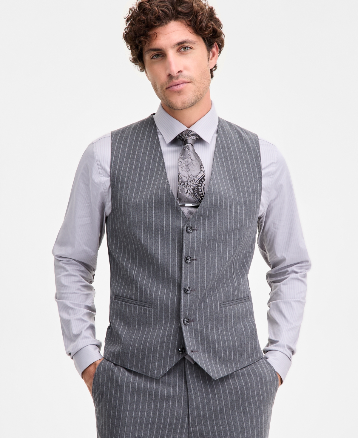 Click here for Tayion Collection Mens Classic-Fit Pinstripe Suit... prices