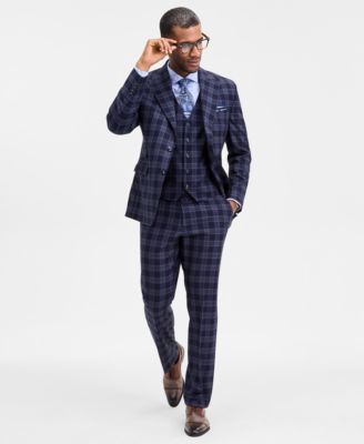 Click here for Tayion Collection Mens Classic Fit Plaid Suit Sepa... prices