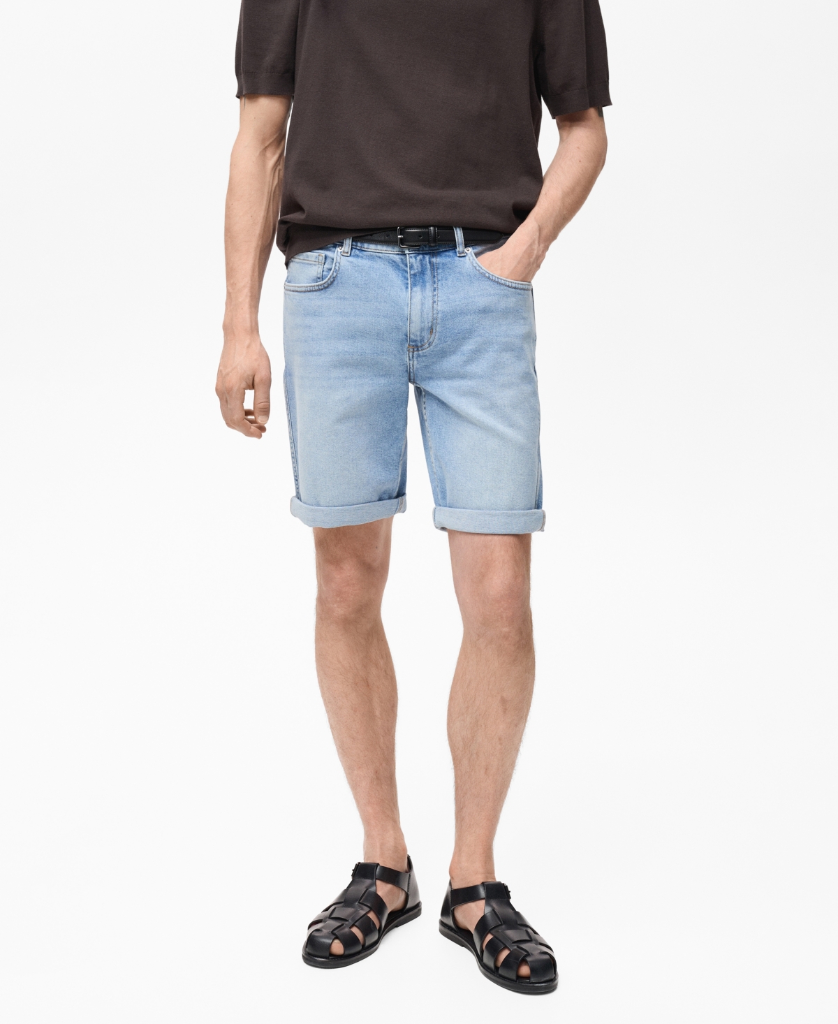 Click here for Mango Mens Slim-Fit Denim Bermuda Shorts - Medium... prices