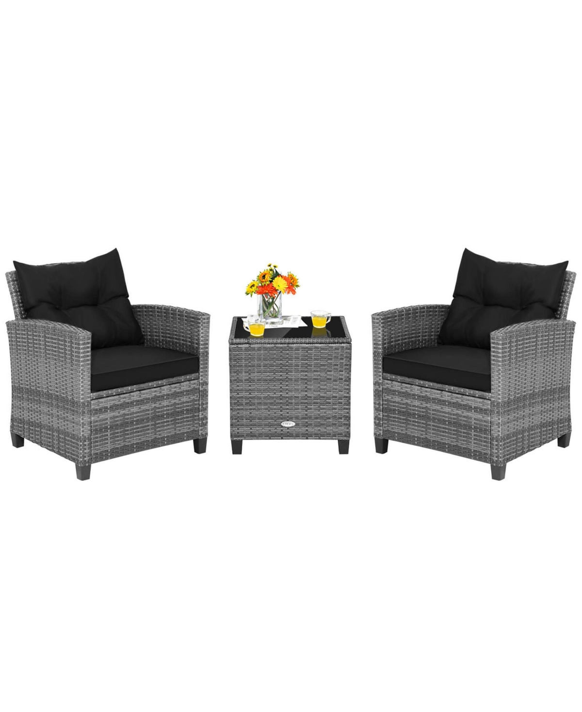 Click here for 3PCS Patio Rattan Furniture Bistro Set Cushioned S... prices