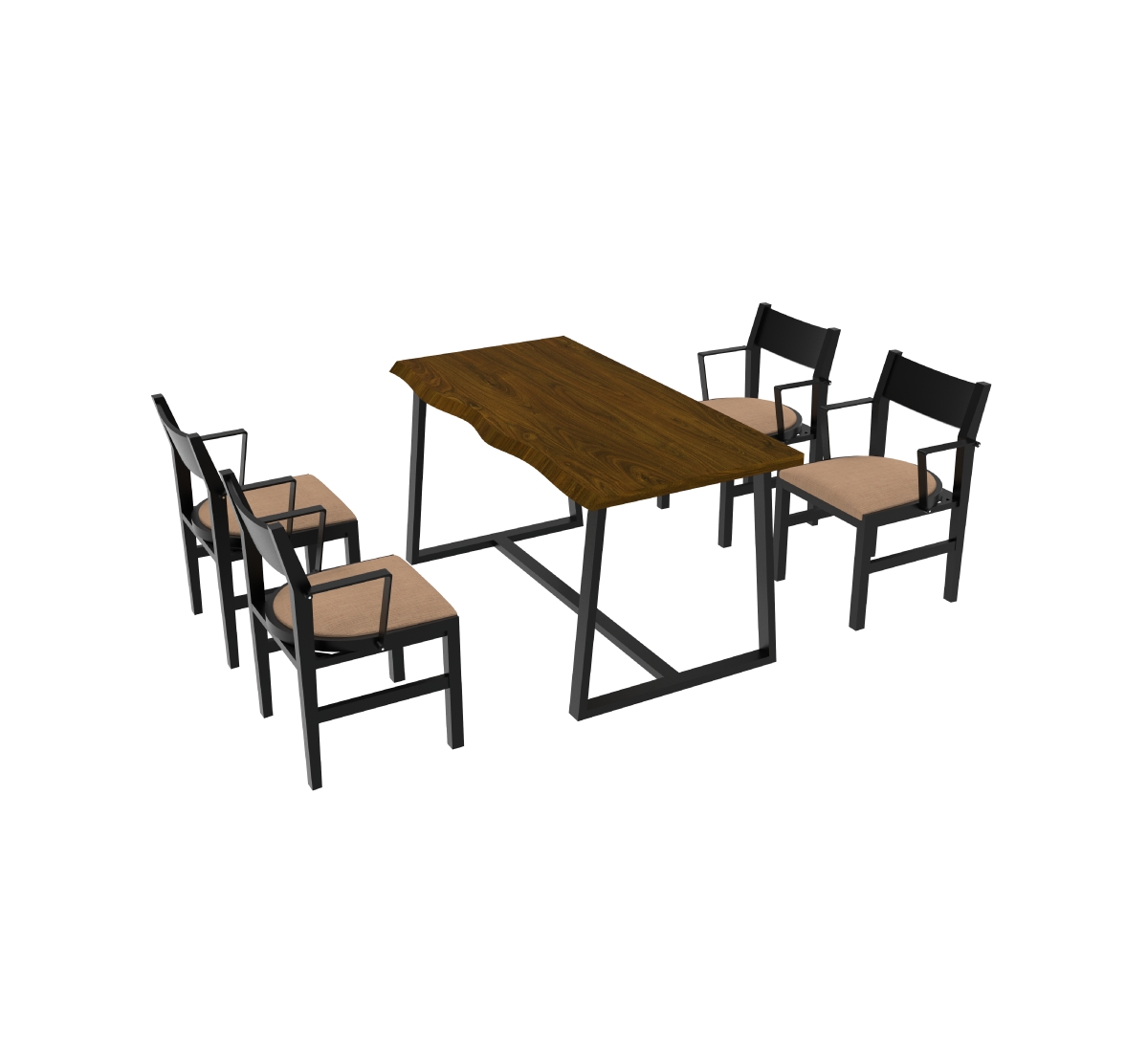 Click here for 4-Person Dining Table Set with Chairs and Bench-Ir... prices