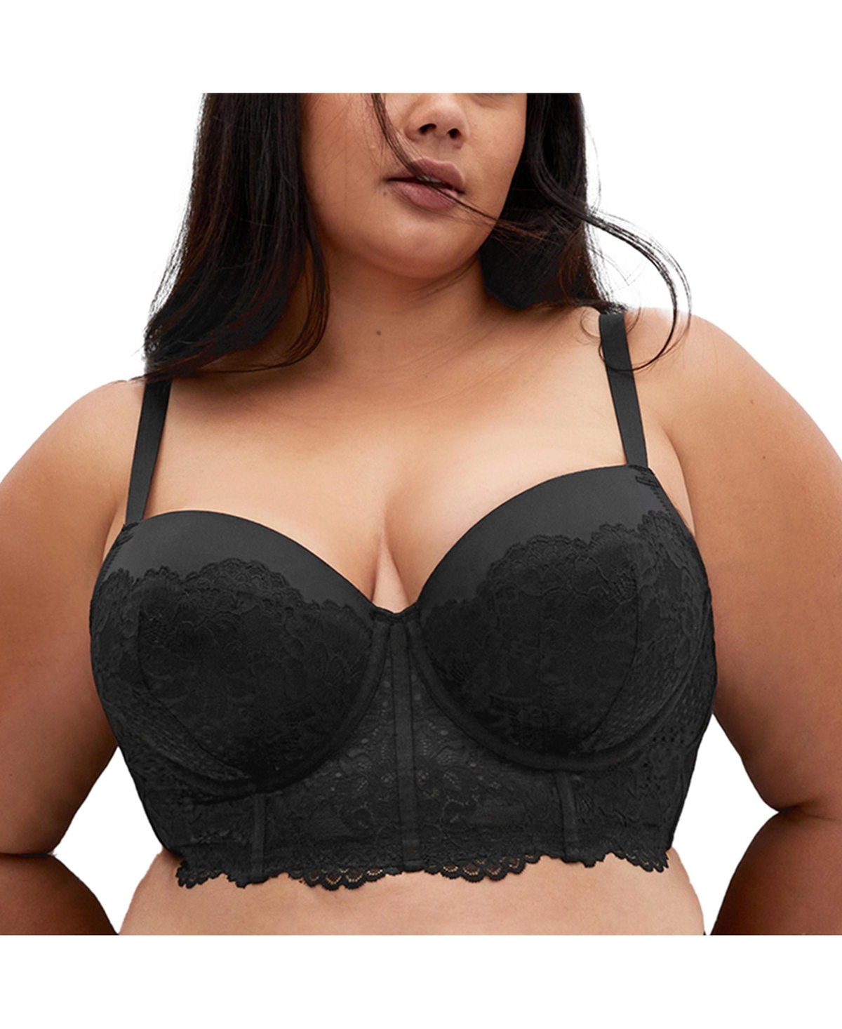 Click here for City Chic Plus Size Allure Demi Longline Bra - Bla... prices