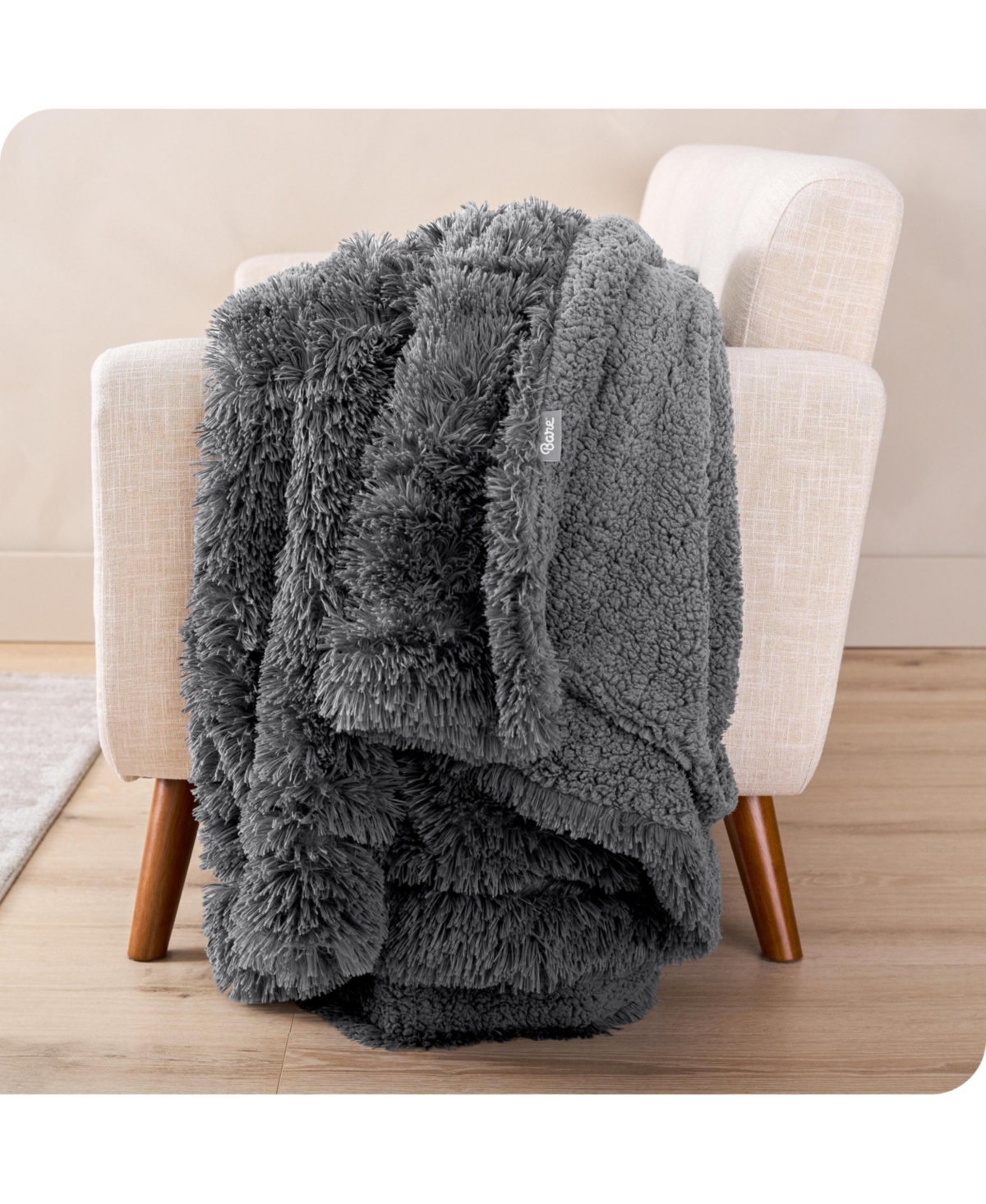 Click here for Shaggy Faux Fur Sherpa Blanket - Grey prices