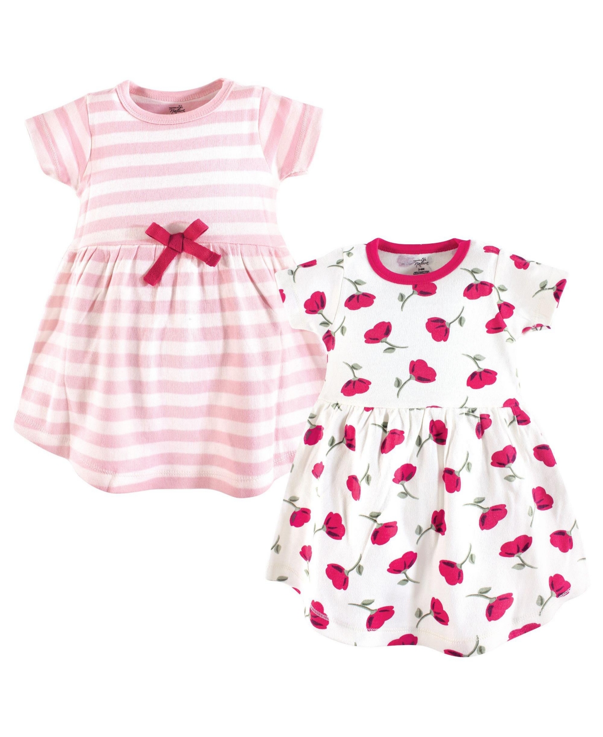 Touched by Nature Baby Girls Natural Cotton Dresses Featuring Both Short and Long Sleeves - Petals