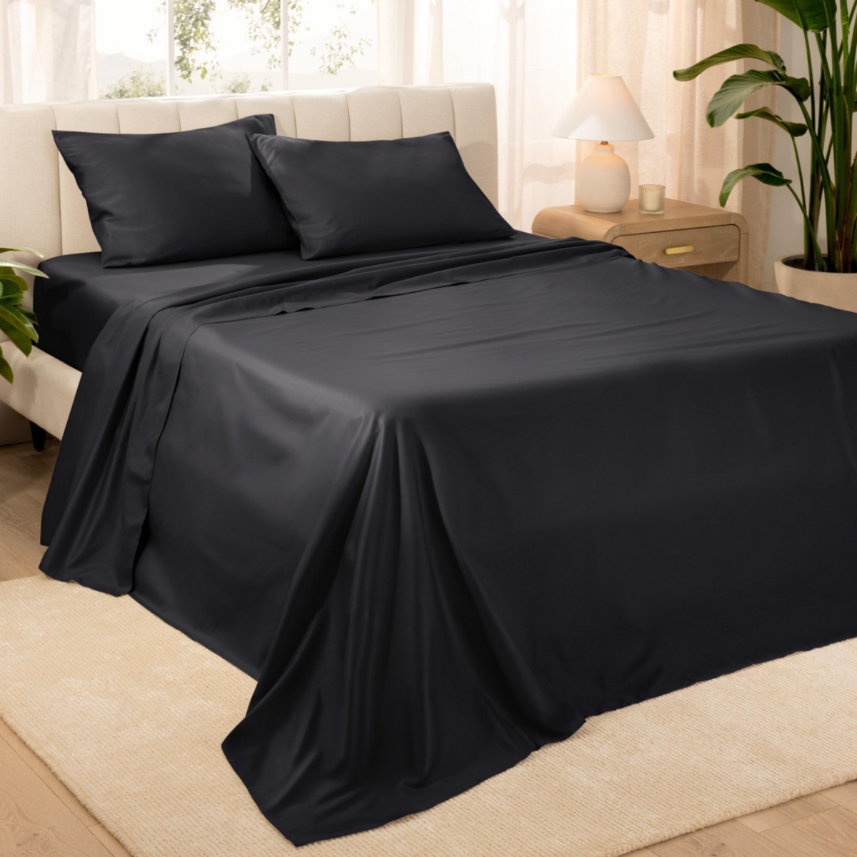 Click here for Bare Home Sateen Sheet Set - Black prices