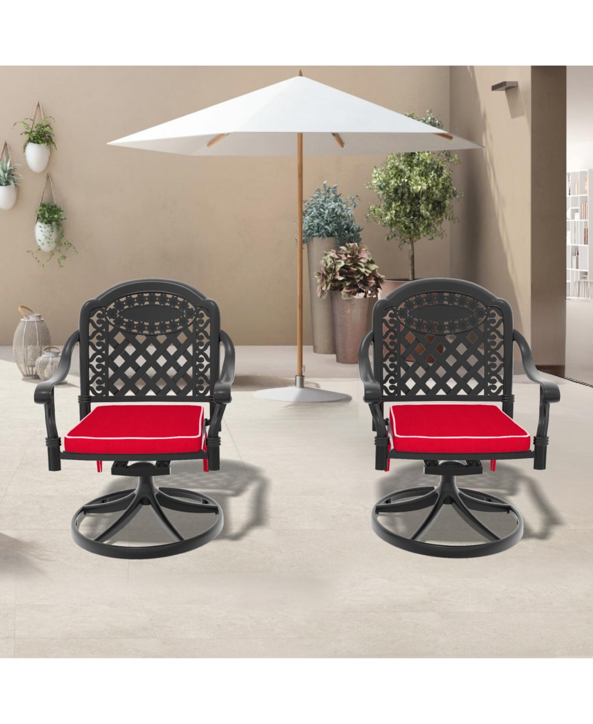 Click here for Streamdale 2 Cast Aluminum Swivel Patio Chairs  Bl... prices