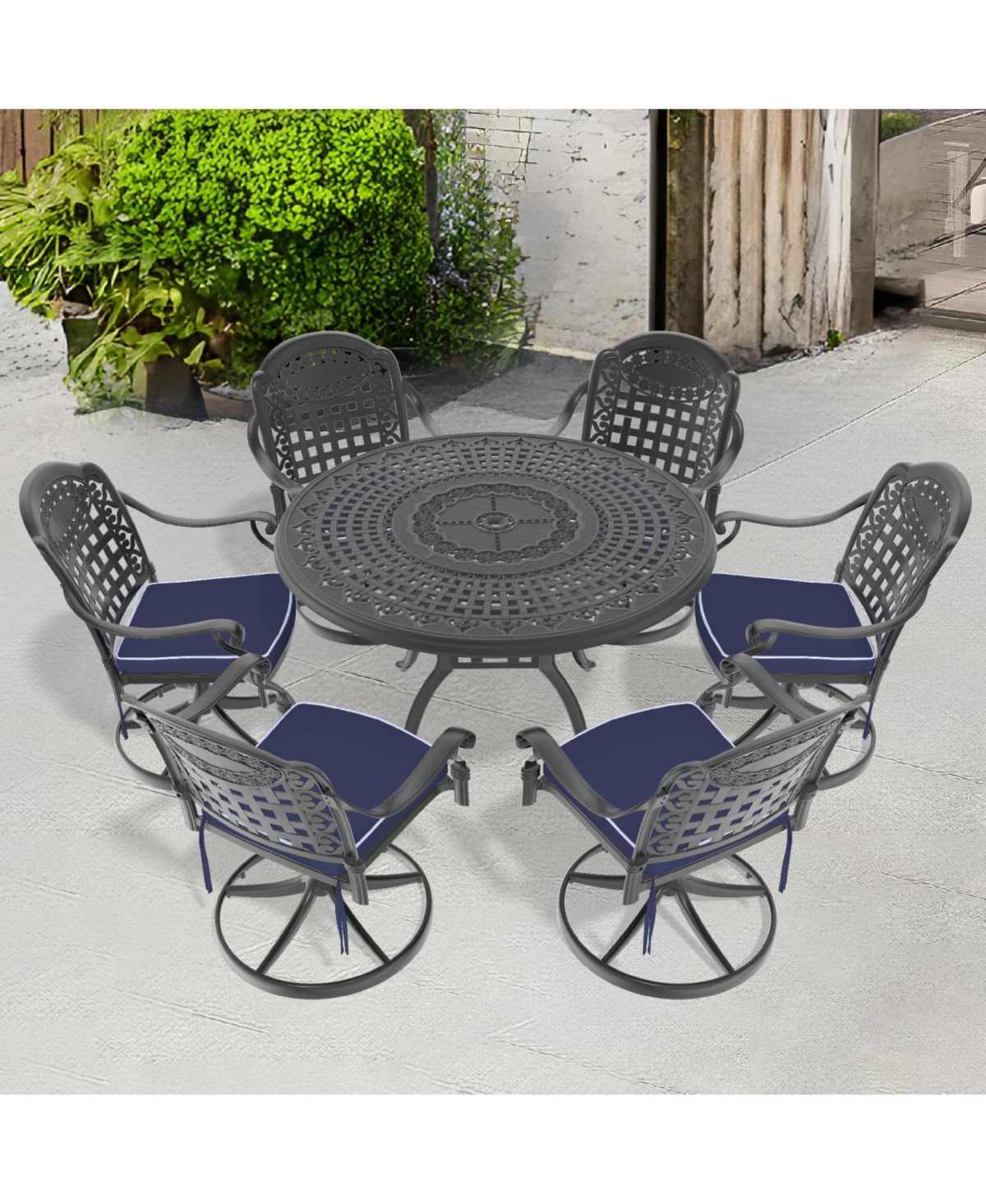 Click here for Streamdale 7-Pc Cast Aluminum Dining Set  6 Swivel... prices