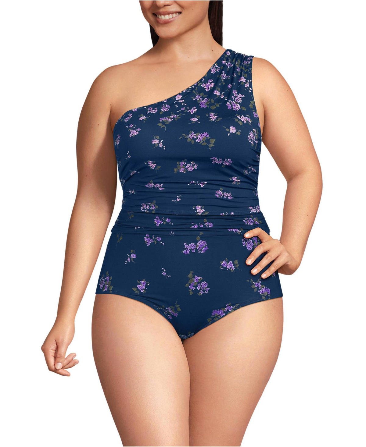 Click here for Lands End Womens Ruched One Shoulder Midkini Top -... prices