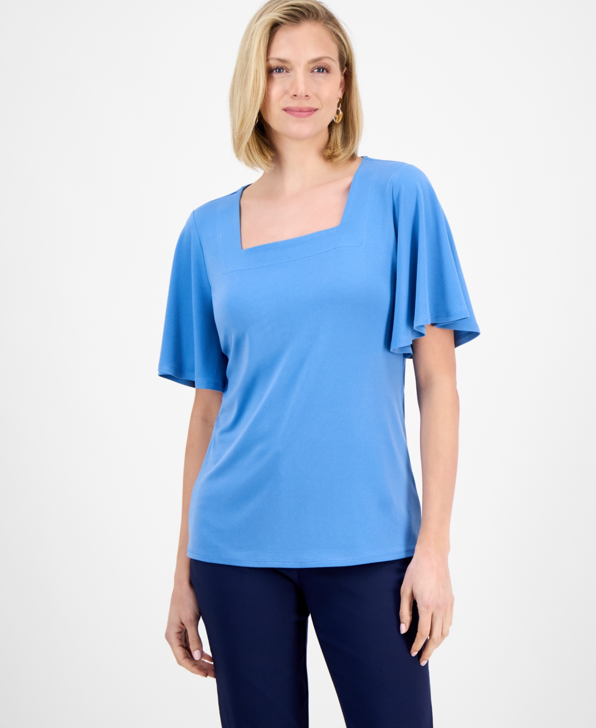 Click here for Jm Collection Womens Flutter-Sleeve Square Neck To... prices