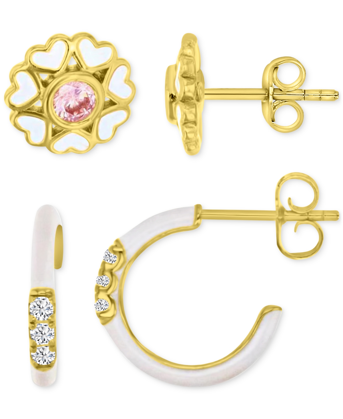 Click here for 2-Pc. Set Cubic Zirconia Baguette Flower Stud & Ho... prices