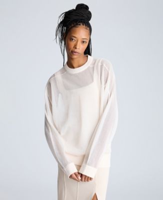 Kenneth Cole Women's Sheer Oversized Crewneck Pullover - Macy's