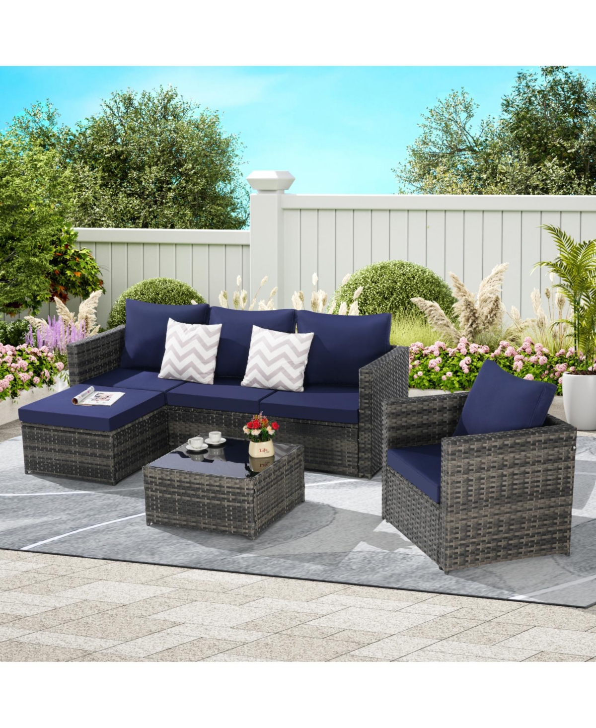 Click here for Streamdale 3-Piece Patio Set  Woven L-Shaped Secti... prices