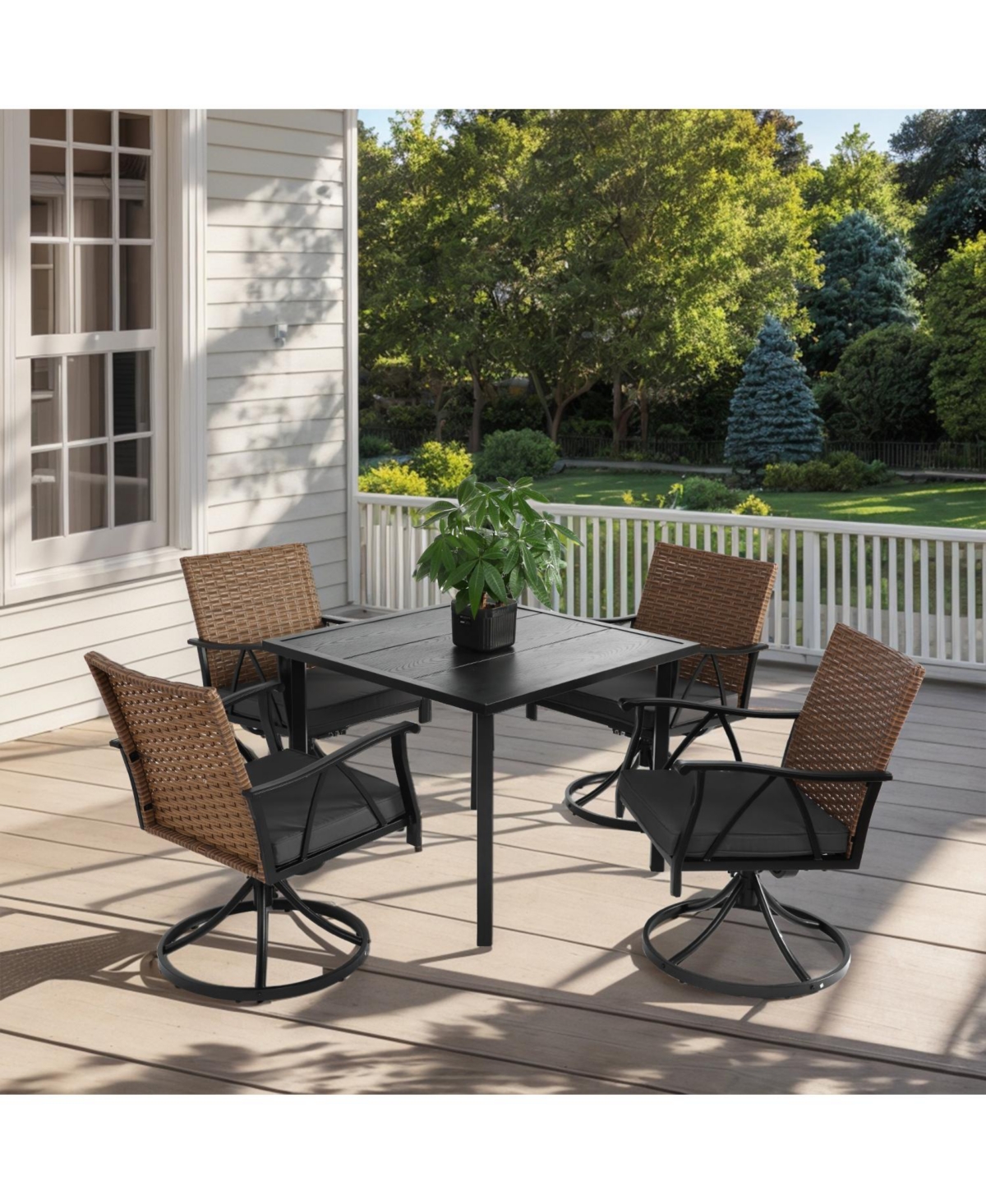 Click here for Streamdale 5pc Patio Dining Set  Wicker  Swivel Ch... prices